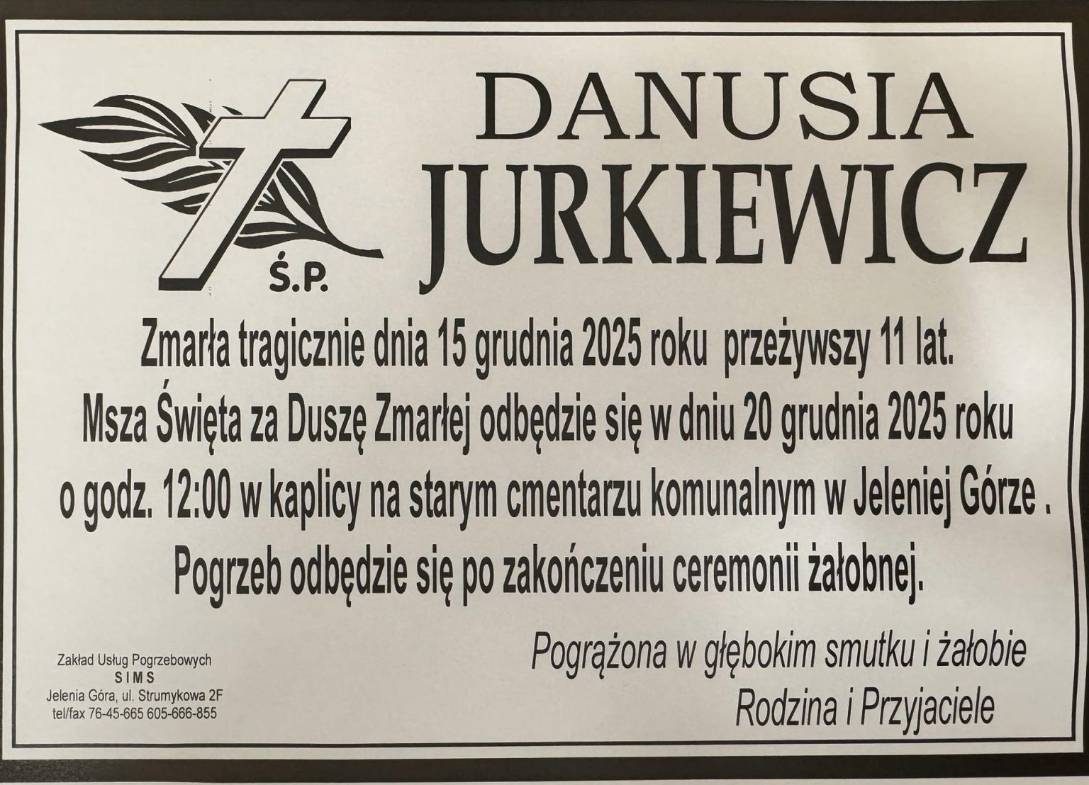 Podał datę pogrzebu 11-letniej Danusi. Szokujący szczegół!